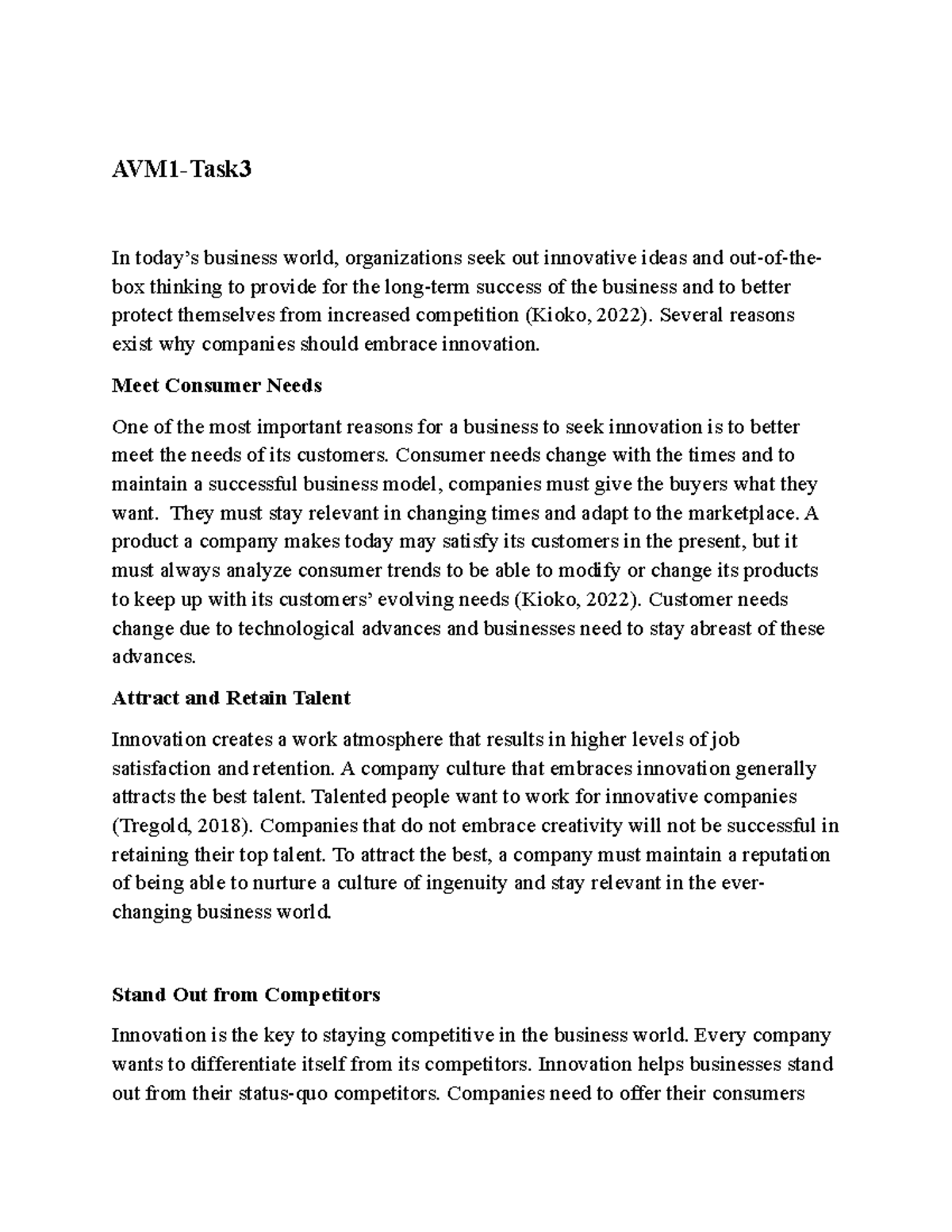 C458 task 3 - Helped me pass - AVM1-Task In today’s business world ...