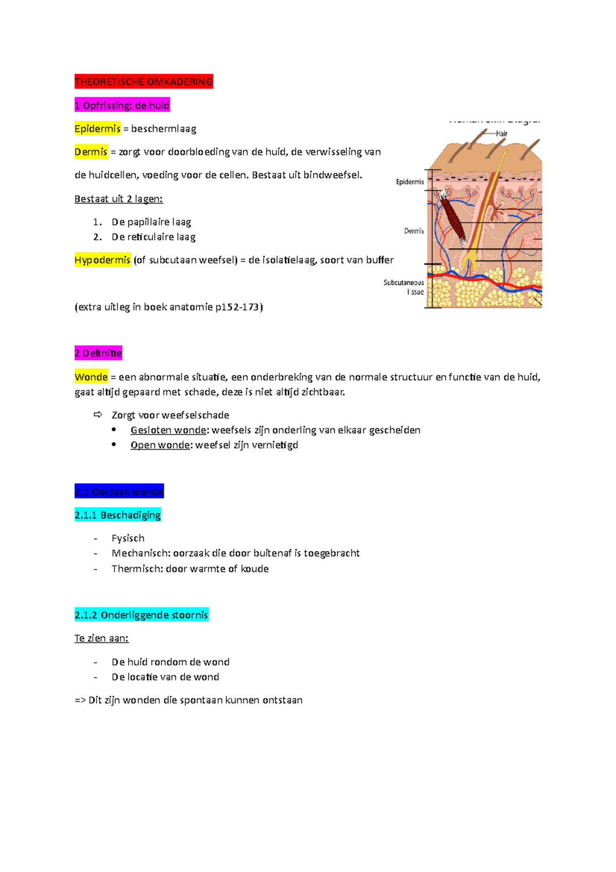 Wondzorg - samenvatting wondezorg zorgthema 3 - THEORETISCHE OMKADERING ...