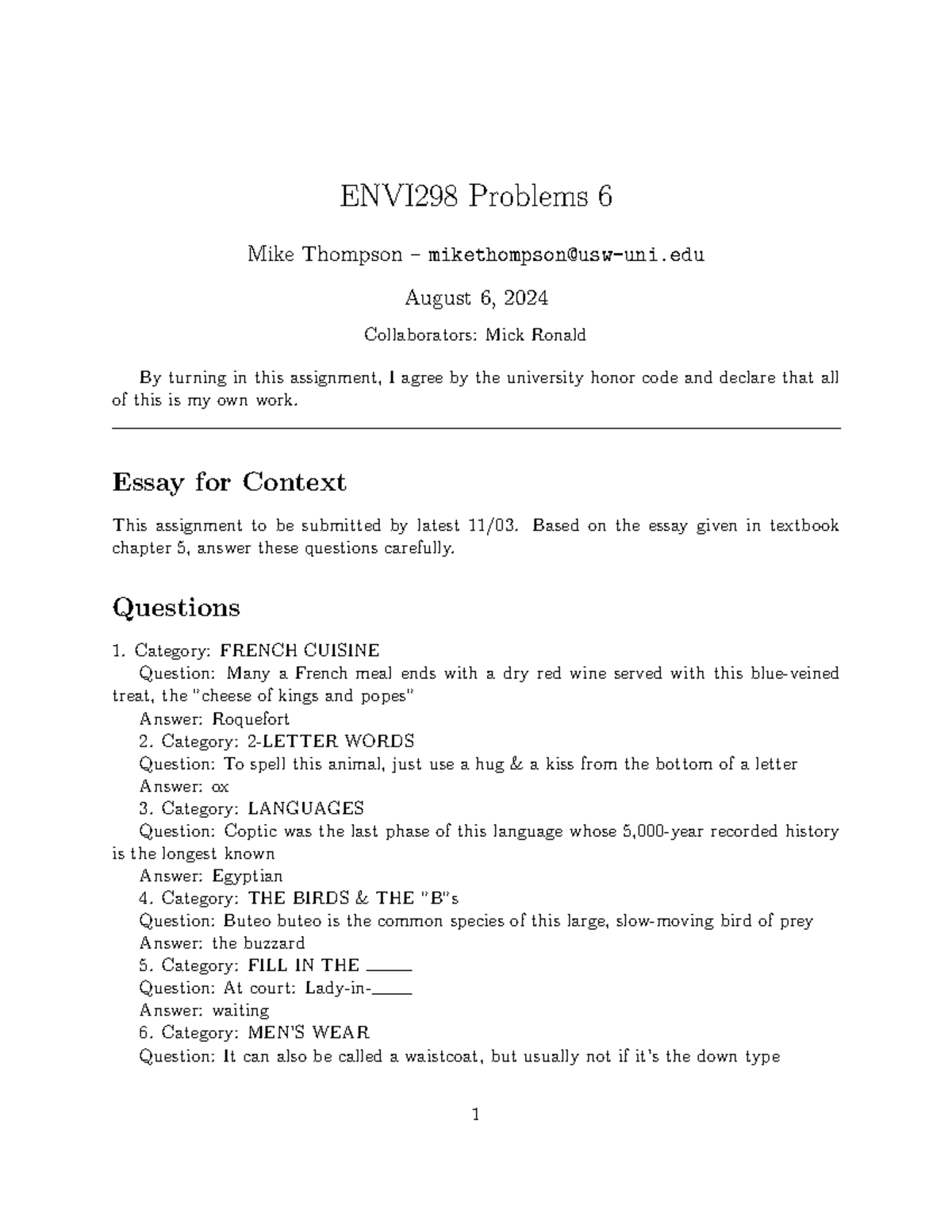 ENVI298 Final Exam Essay Questions and Answers - Studocu