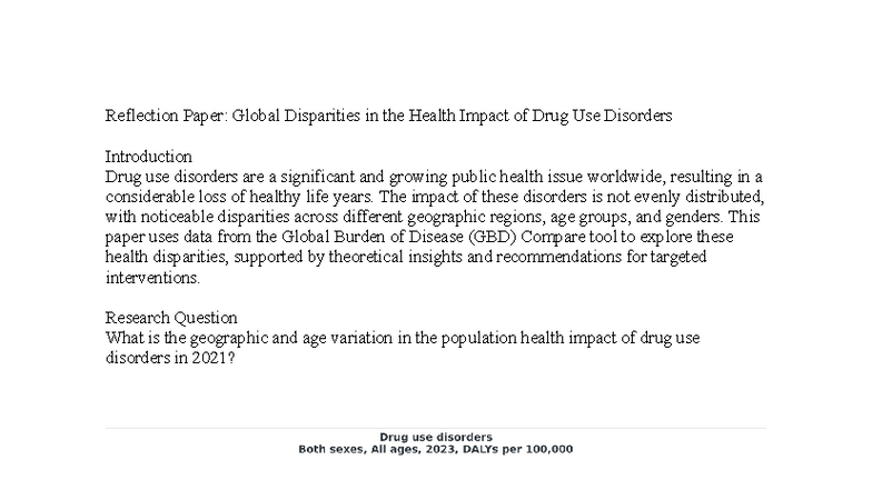 Reflection Paper: Global Health Disparities in Drug Use Disorders - Studocu