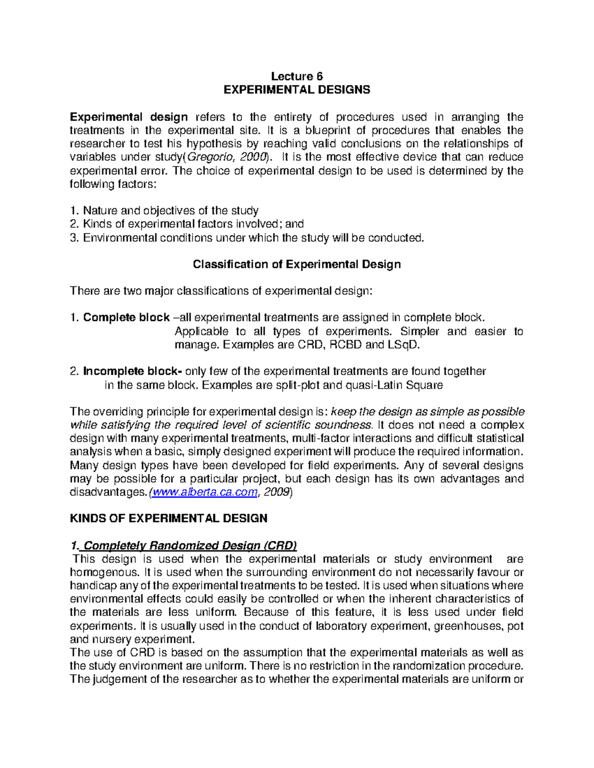 Module 4: Lecture 6 & 7 - Experimental Designs and Factorial ...