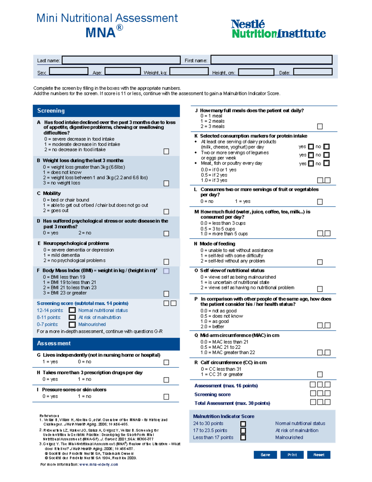 Nutrition Assessment and Malnutrition Indicator Score Evaluation - Studocu