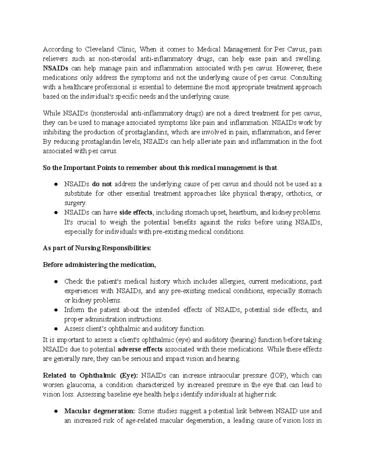 Medical Management of Pes Cavus: NSAIDs and Nursing Responsibilities ...
