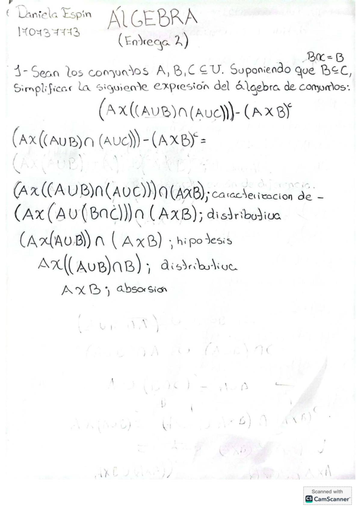 Álgebra (Entrega 2) - Conjuntos y Correspondencias - Studocu