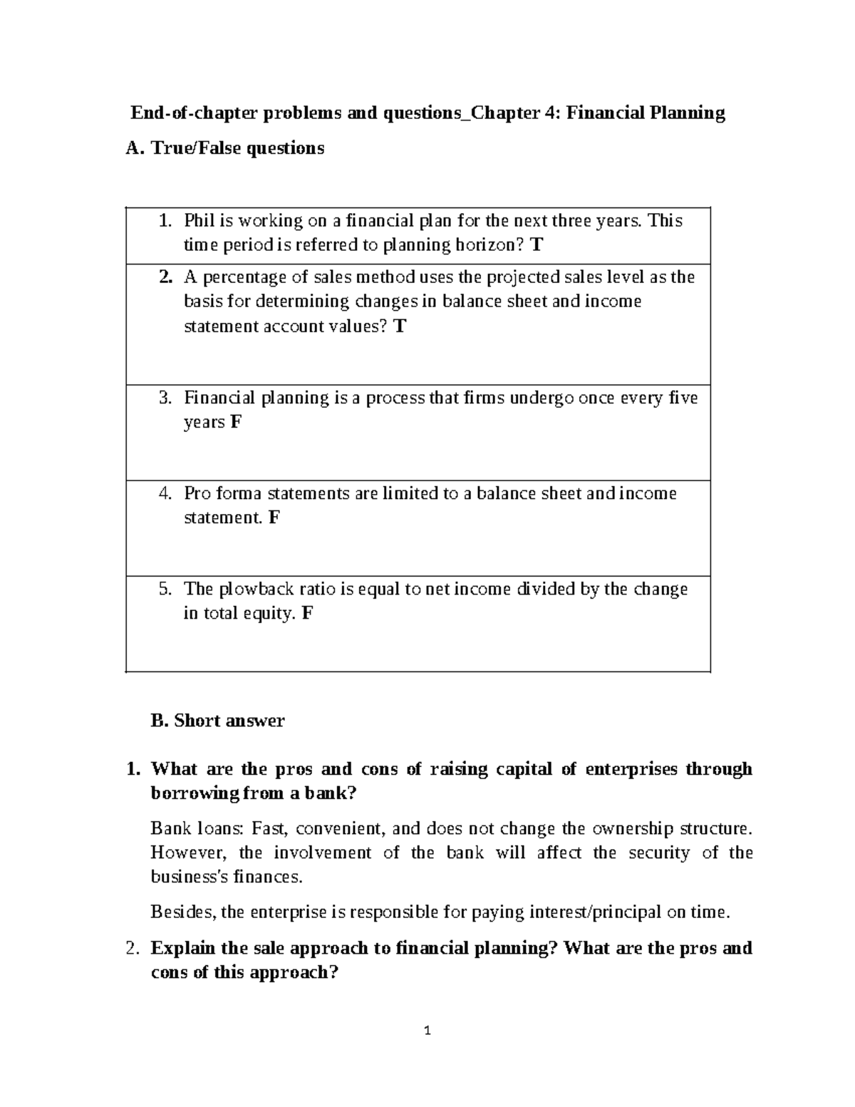 805440027 Chapter 4 Financial Planning: End-of-Chapter Q&A Solutions ...