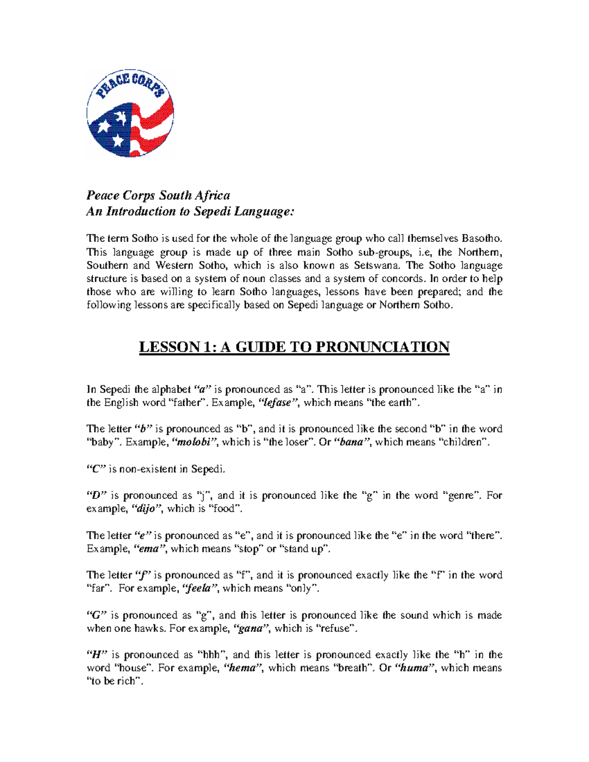 ZA Sepedi Language Lessons: A Comprehensive Guide to Learning - Studocu