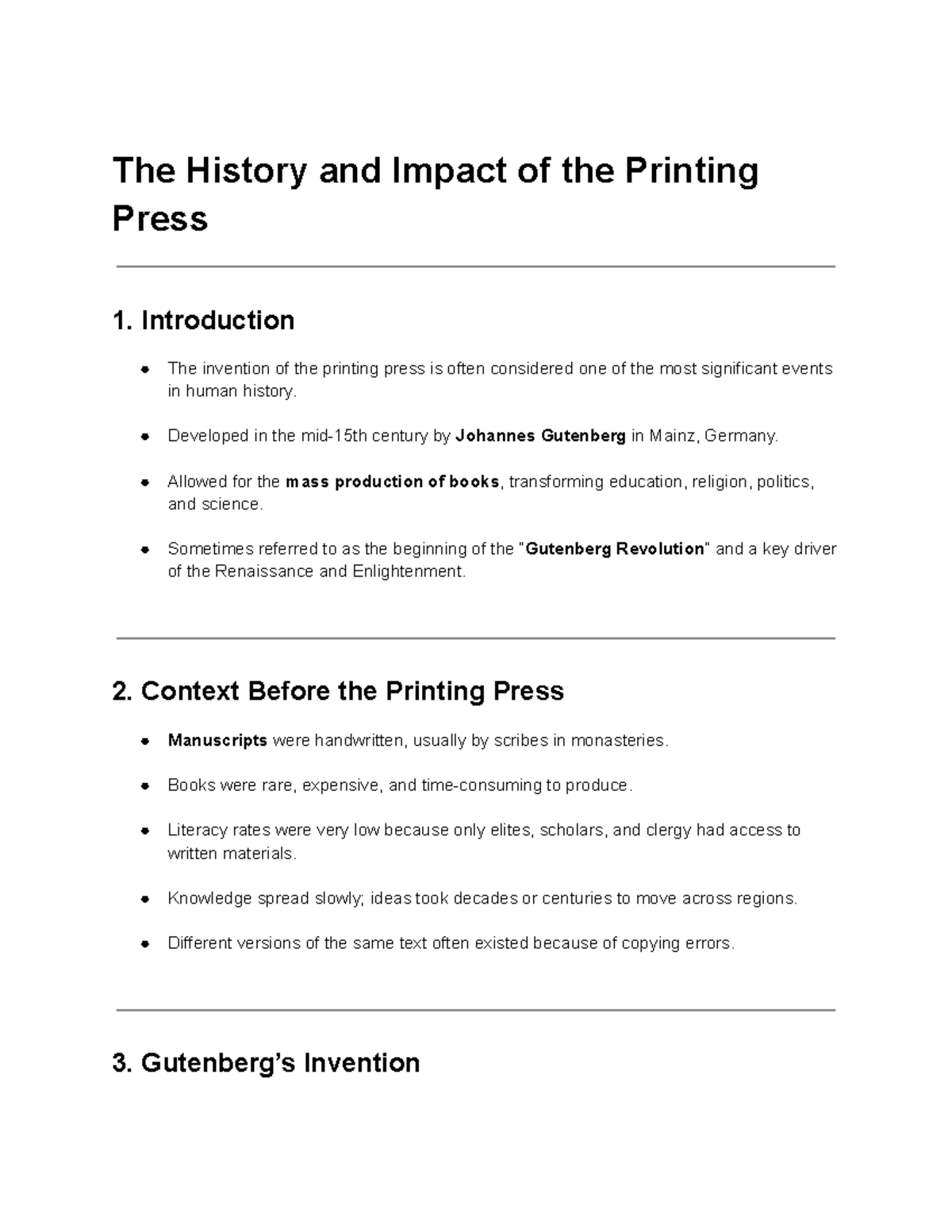 The History and Impact of the Printing Press: Study Notes for HIST101 ...