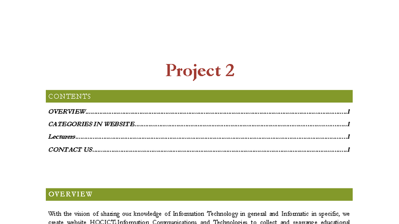 Project 2: Overview of Website Categories for MOS IC3 - Studocu
