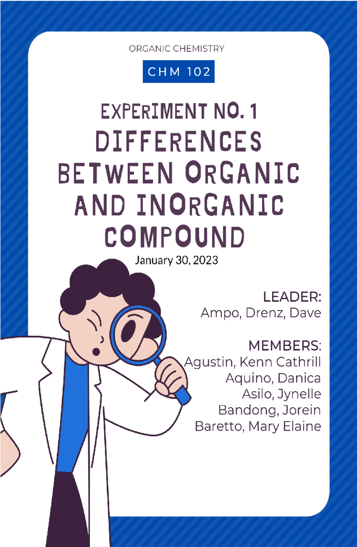 Report-Sheet-No. 1 - Experiment No. 1 DIFFERENCES BETWEEN ORGANIC AND ...