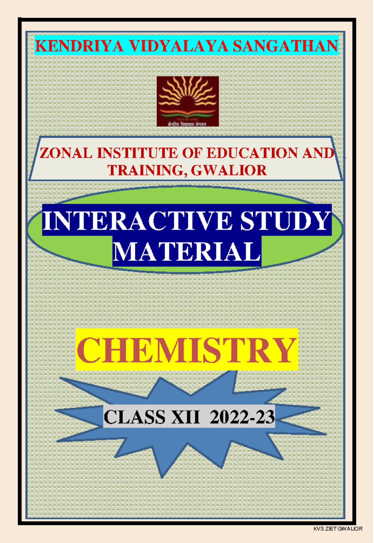 Chemistry Study Material for Class XII - KVS ZIET Gwalior - Studocu