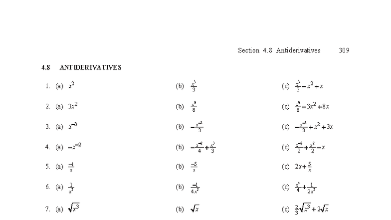 91 - Antiderivatives - Solutions to Exercises and Problems - Studocu