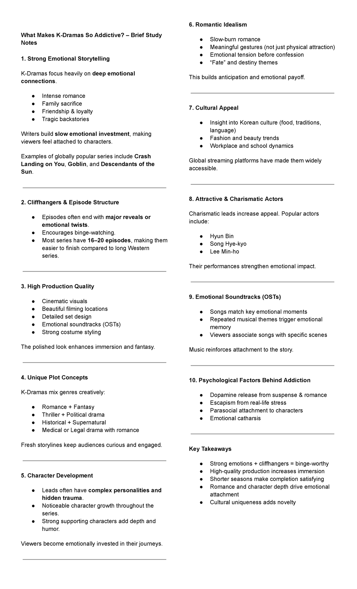 What Makes K-Dramas So Addictive? - Brief Study Notes - Studocu