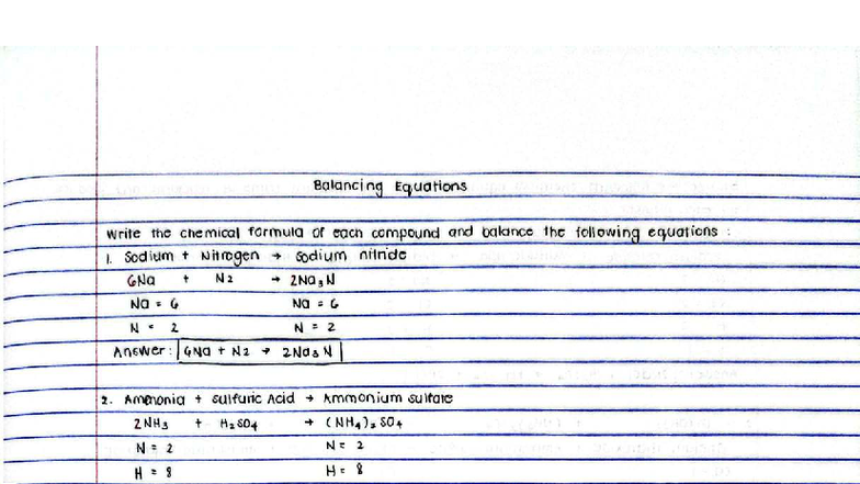 Balancing Chemical Equations: Practice Problems and Solutions - Studocu