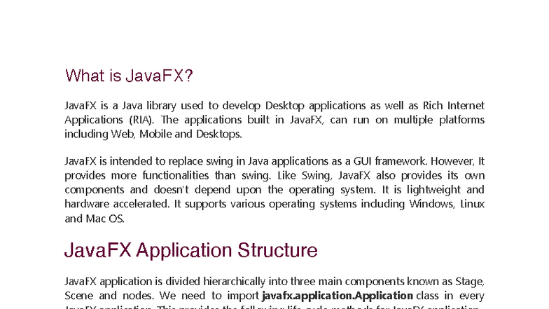 JavaFX Basics: Understanding Application Structure and Layouts - Studocu