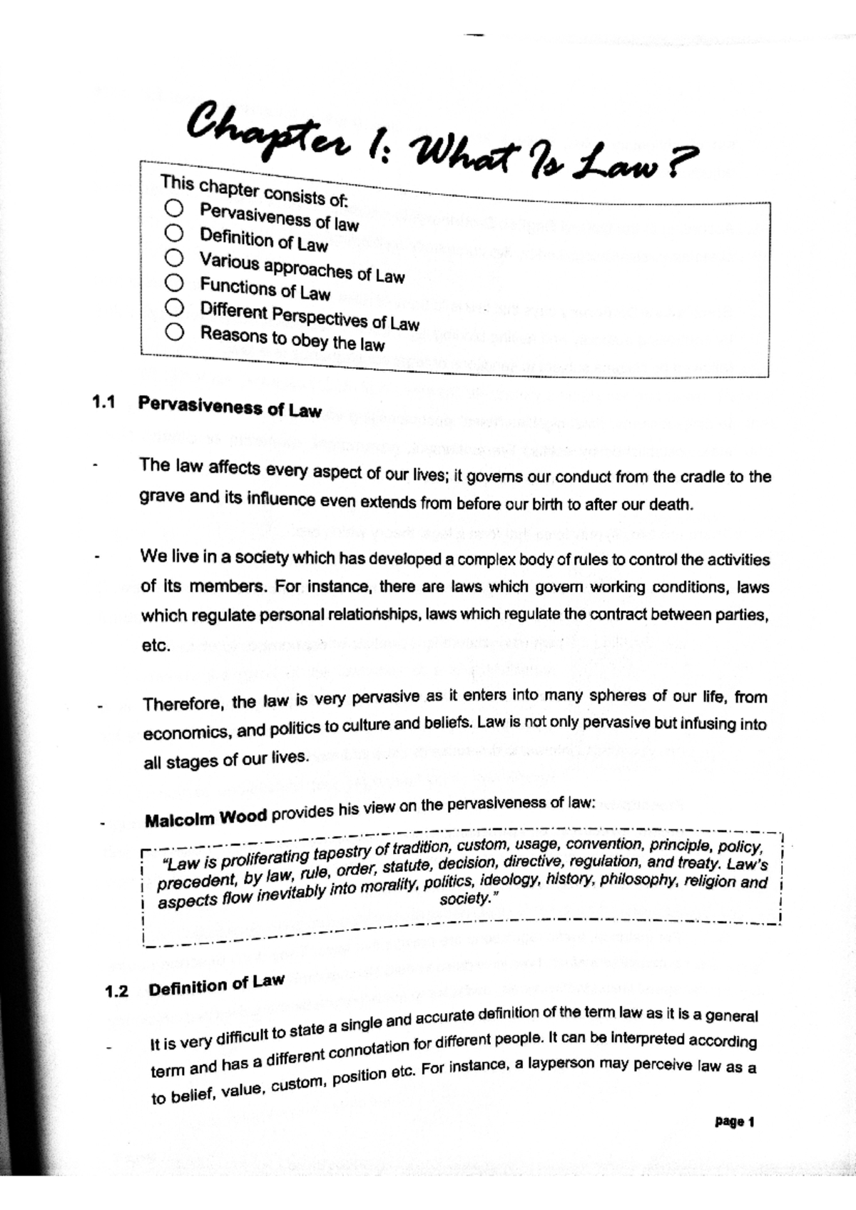 LAW034 CHP 1 - manual - Chapter I: What Is Law ? This chapter consists ...