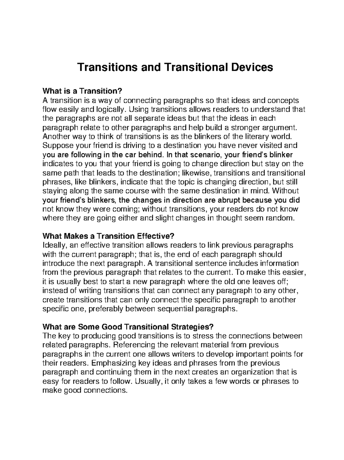 Effective Use of Transitions in Writing - Strategies and Examples ...