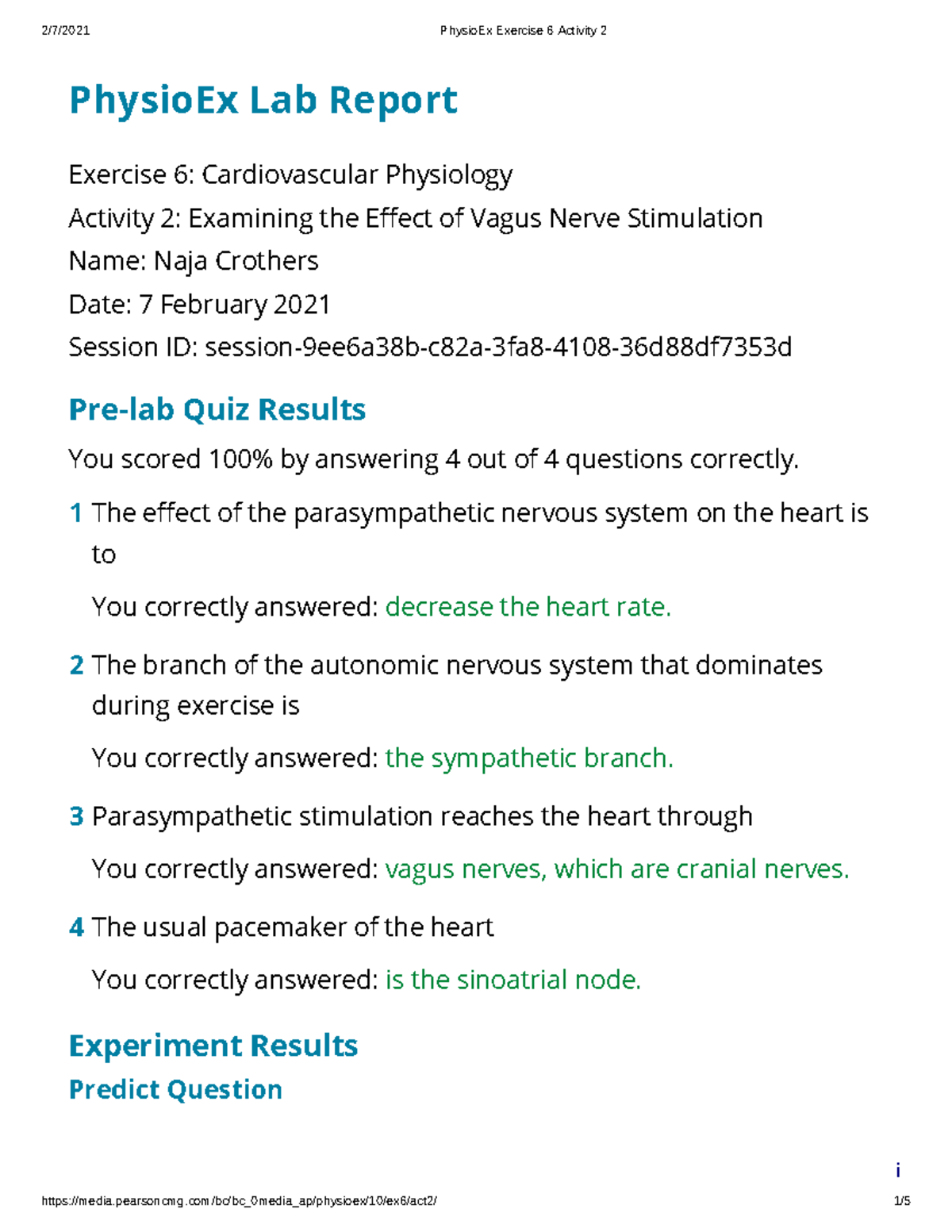 Physio Ex Exercise 6 Activity 2 - PhysioEx Lab Report Exercise 6 ...
