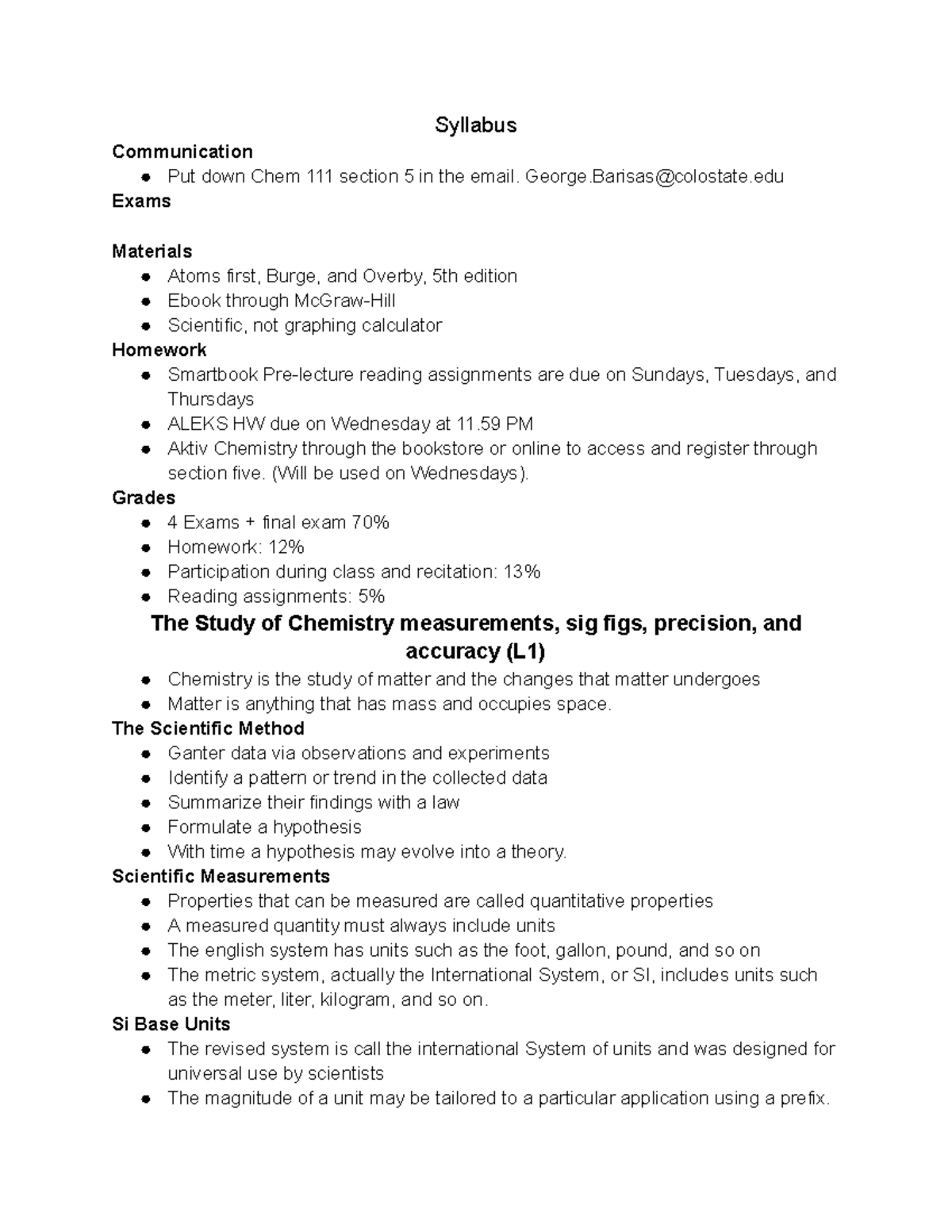 Chem 111: Lecture Notes on Measurement, Units, and Significant Figures ...