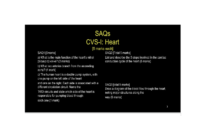 Short Answer Questions for EOS Exam 2025: Cardiovascular, Respiratory ...