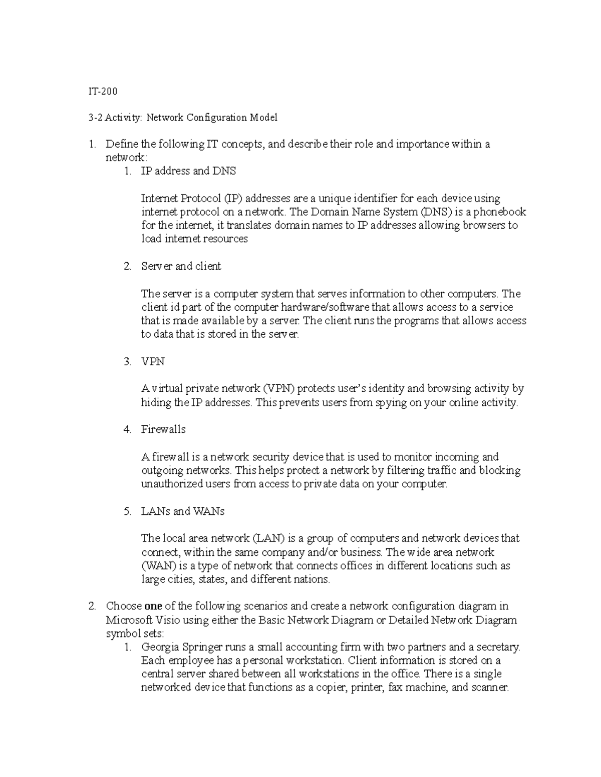 IT-3-2 Network Configuration Model: Concepts and Diagram Analysis - Studocu