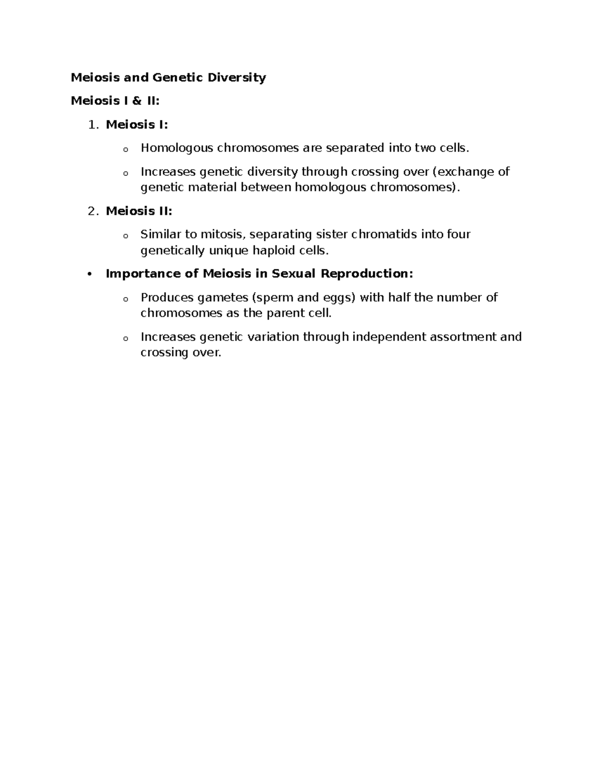 Meiosis and Genetic Diversity - Meiosis and Genetic Diversity Meiosis I ...
