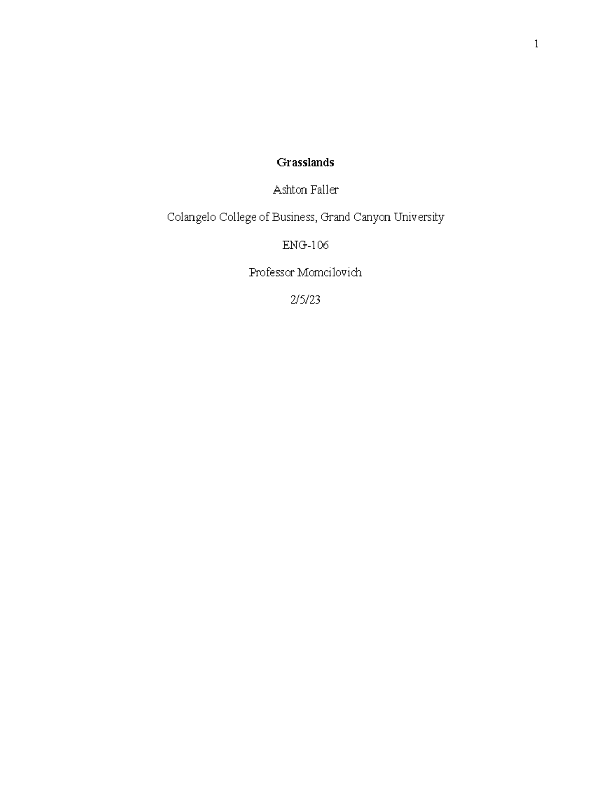 ENG- Grasslands Essay on Prairie Ecosystems and Keystone Species - Studocu