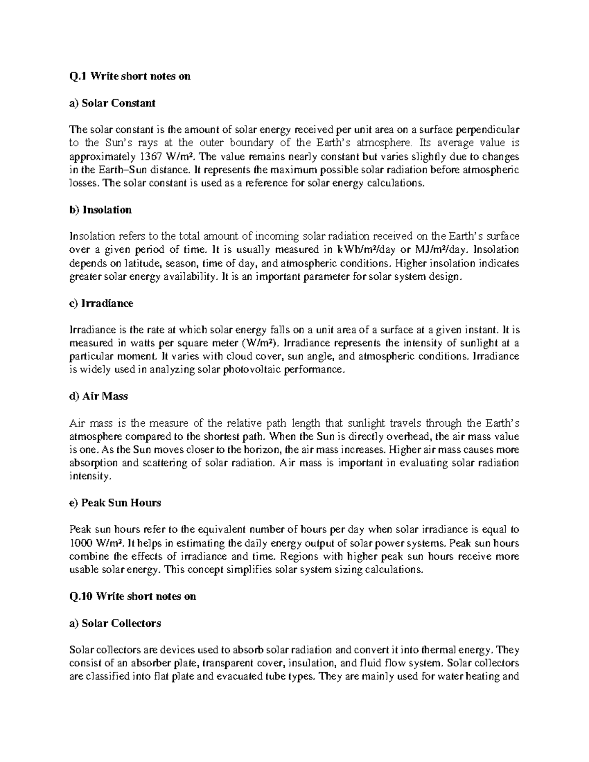 EES ADT 2 - Solar Energy Concepts and Applications Notes - Studocu