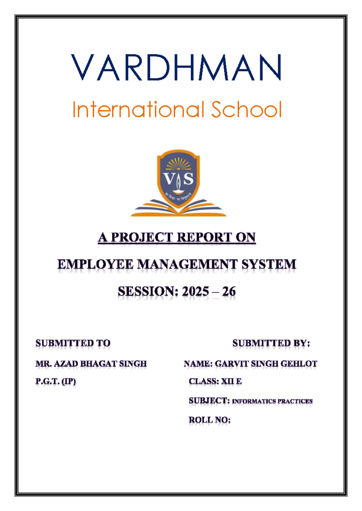 Project Report on Examination Module Using Python - Class XII - Studocu
