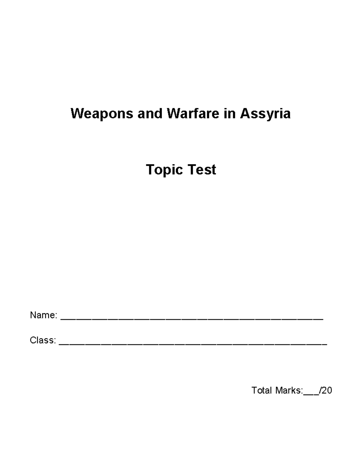 Weapons and Warfare in Assyria: Topic Test Analysis - Studocu