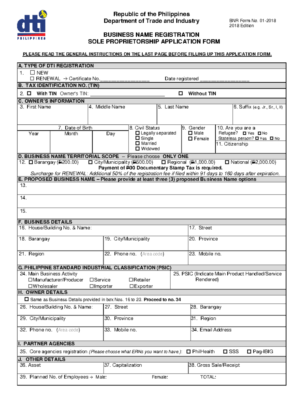 BN+Application+Form - business - Republic of the Philippines Department ...
