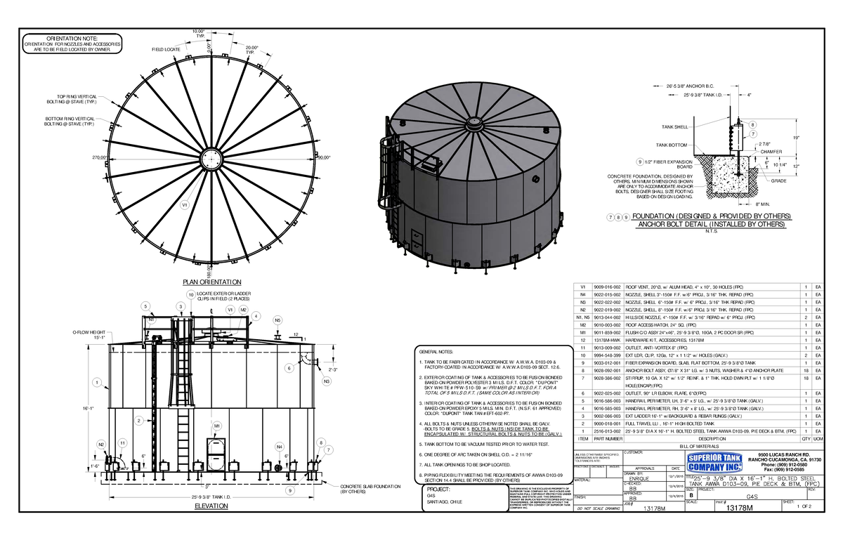 25'-9 3/8" DIA X 16'-1" H. BOLTED STEEL TANK AWWA D103-09 DETAILS - Studocu