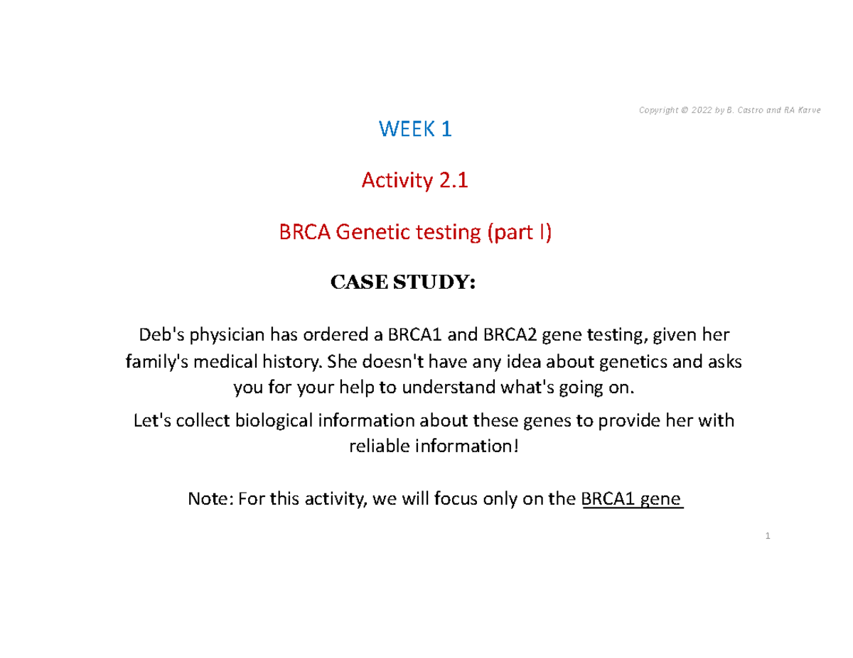 BRCA1 Gene Testing: Understanding Genetics and Associated Risks - WEEK ...