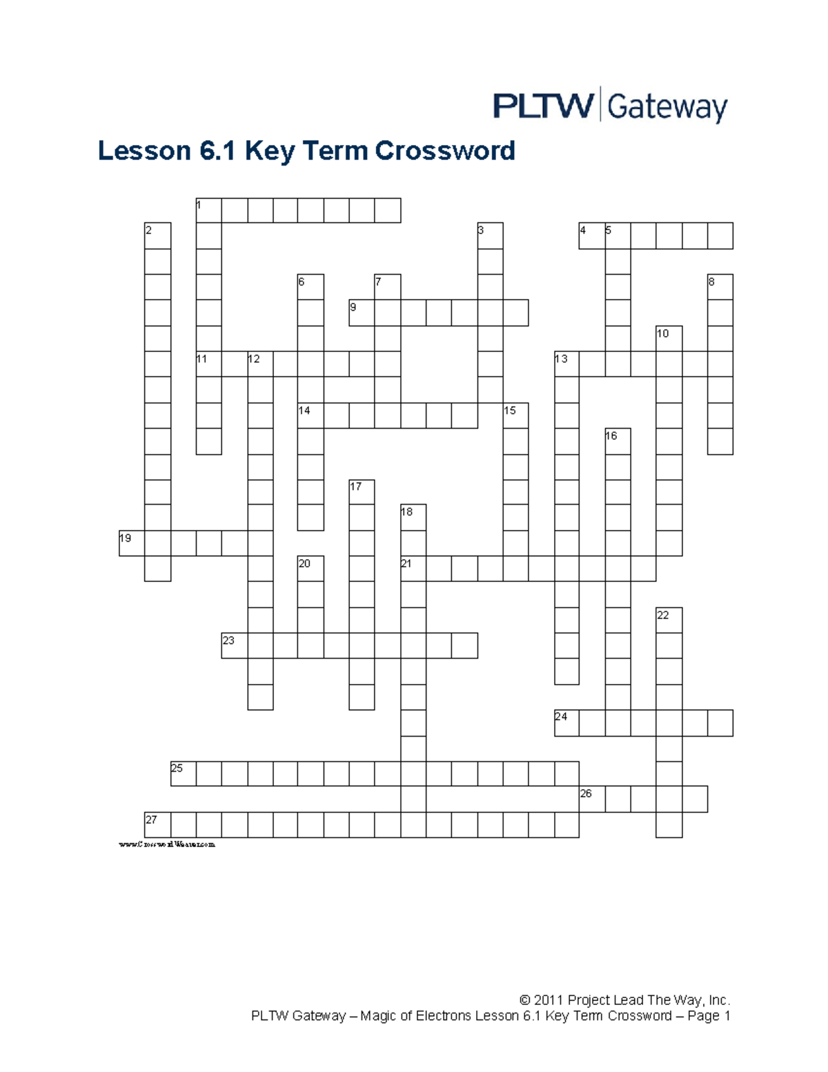 PLTW-Gateway Lesson 6.1 Key Term Crossword Puzzle - Studocu