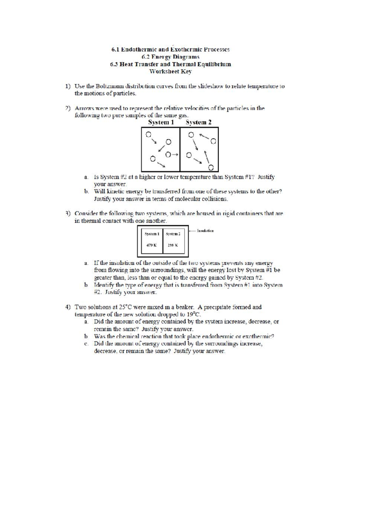 Thermodynamics Worksheet 1: Endothermic & Exothermic Processes - Studocu