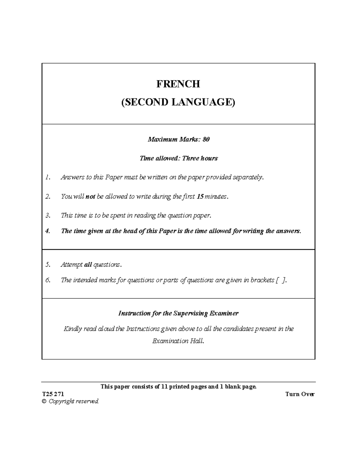 ICSE Class 10 French (Second Language) Exam Paper 2025 - Studocu