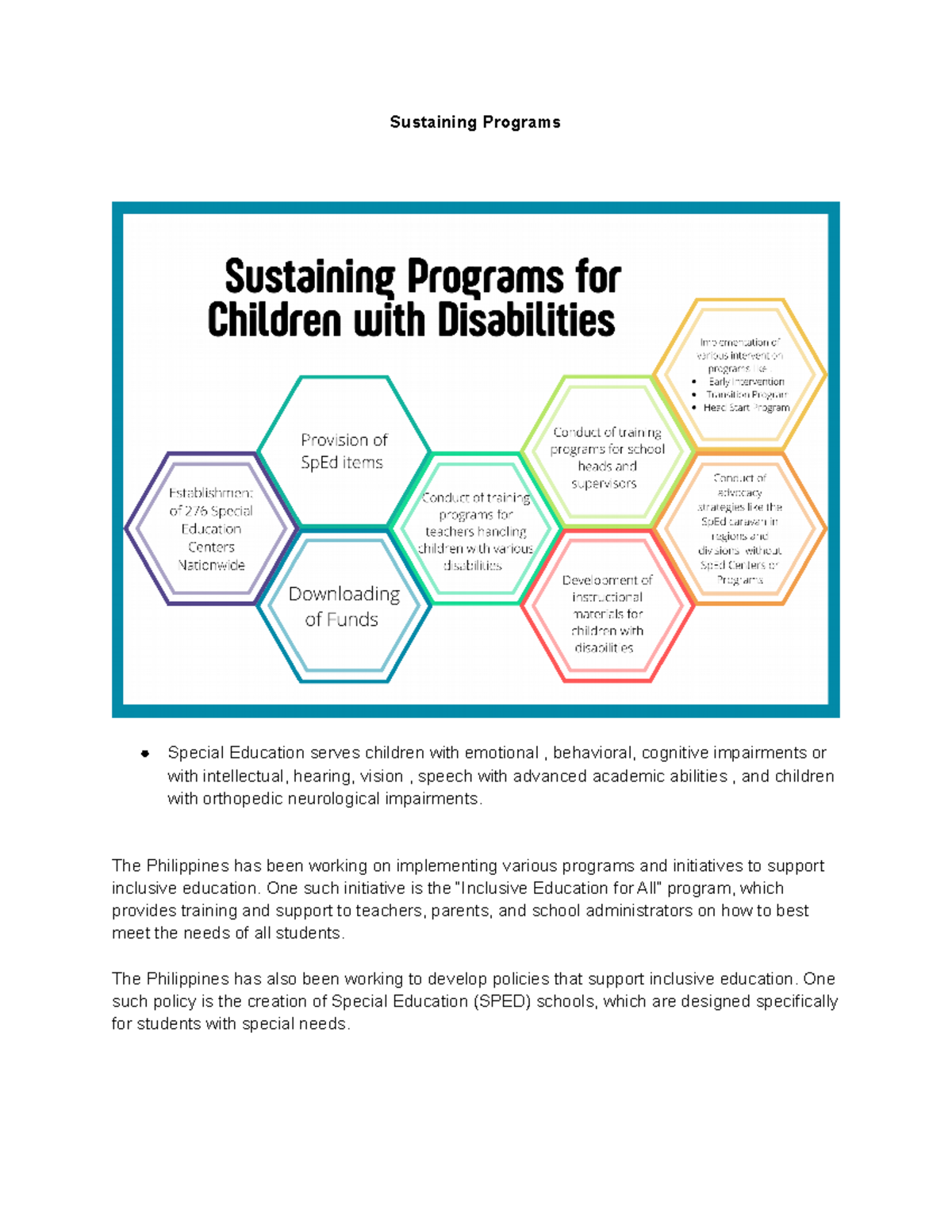 B Sustaining Program for Inclusive & Special Education Initiatives ...
