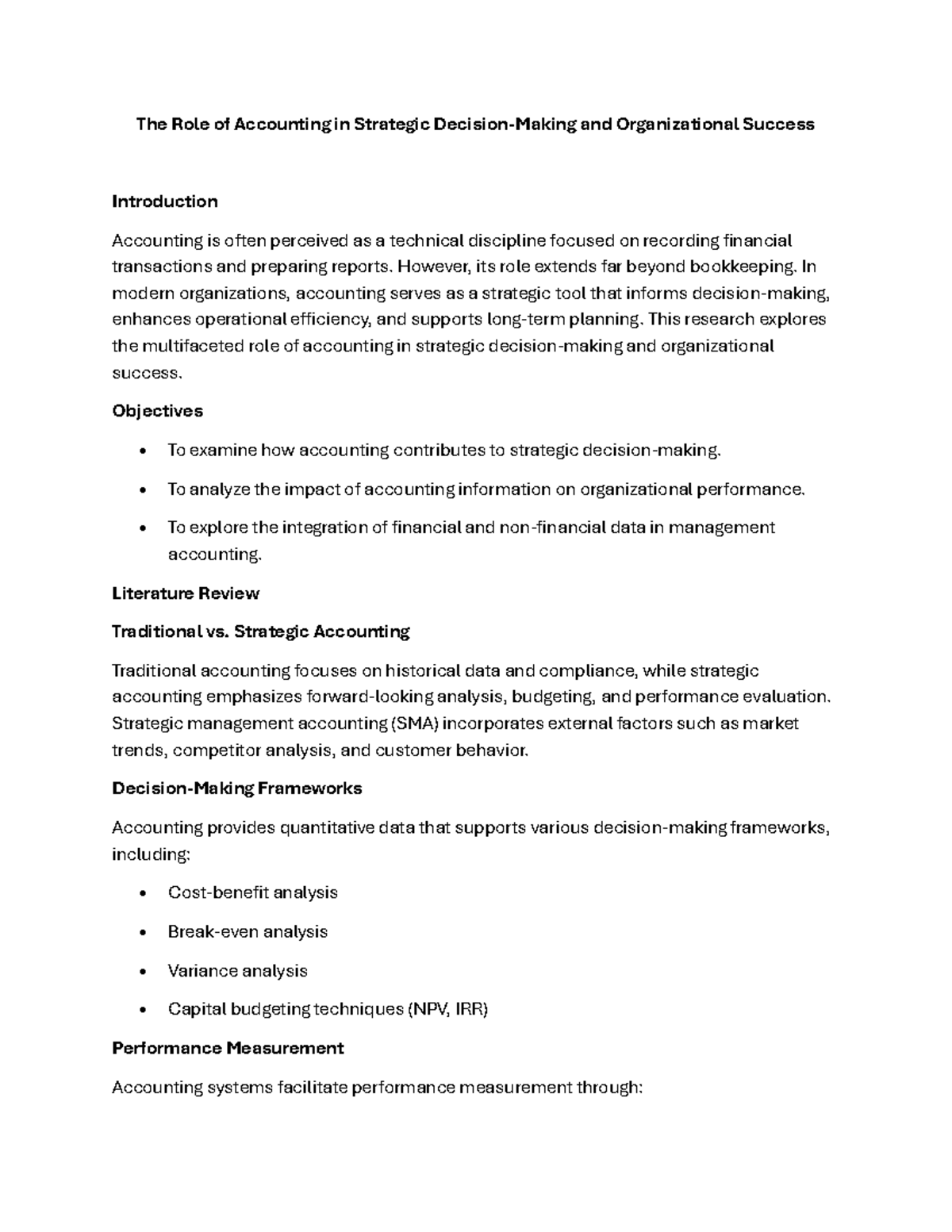 The Role of Accounting in Strategic Success: A Comprehensive Study ...