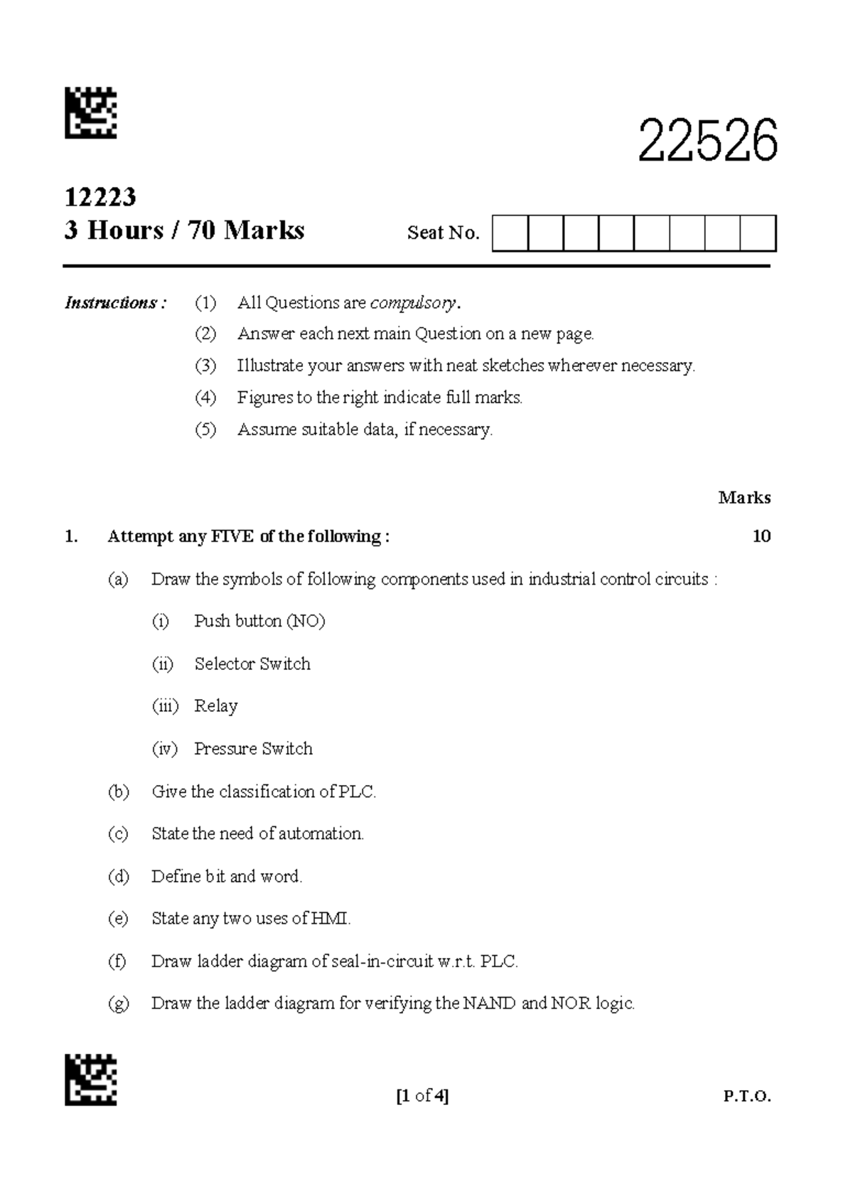 22526 - Model Answer Paper for Industrial Control Systems Exam - Studocu