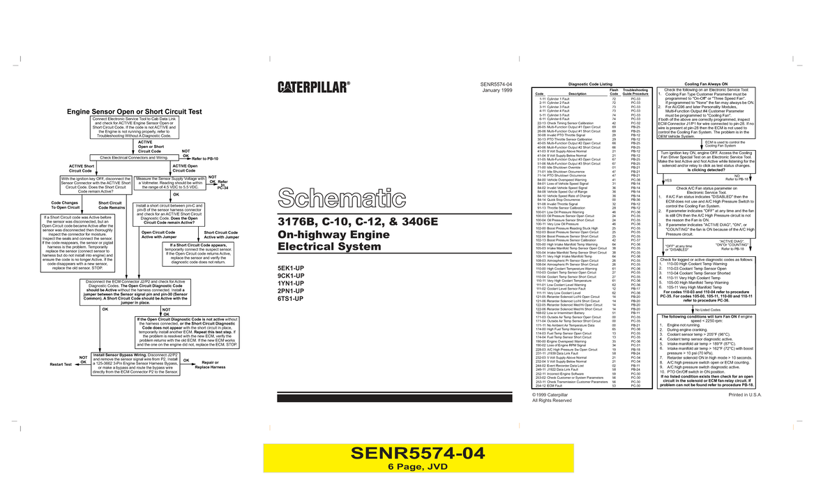 3176B 3406E Engine Sensor Open/Short Circuit Test Guide - Studocu