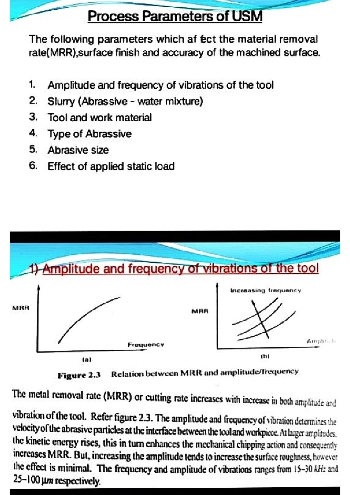 Process Parameters Affecting MRR in Ultrasonic Machining (USM) - Studocu