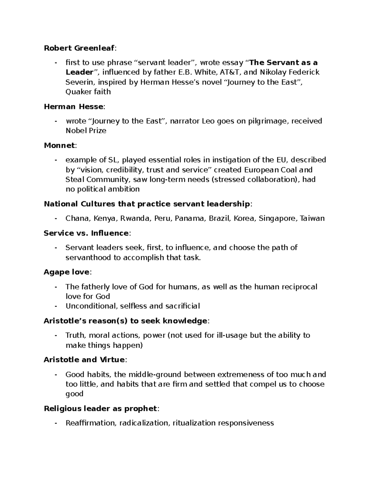 Study Guide - As many of the answers as I could find - Robert Greenleaf ...