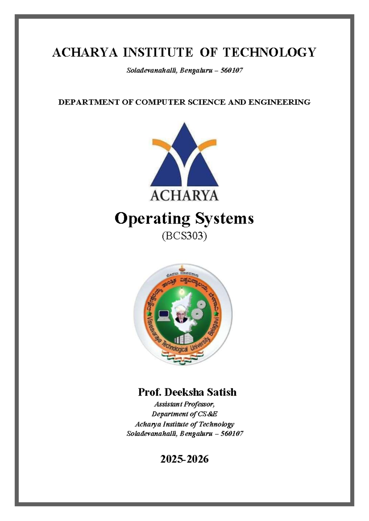 Operating Systems (BCS303) - Module 1 Study Material by Prof. Deeksha ...