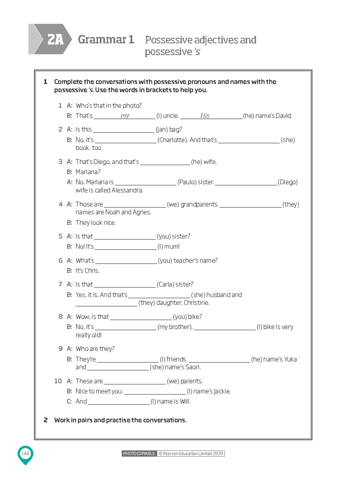RM A2 PC 2A Grammar 1 - Possessive Adjectives Exercises and Dialogues ...