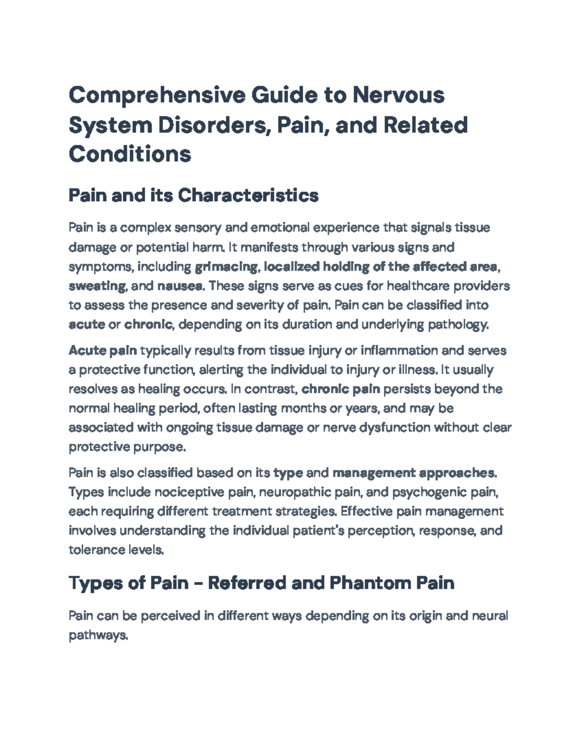 Comprehensive Overview of Nervous System Disorders & Pain Management ...
