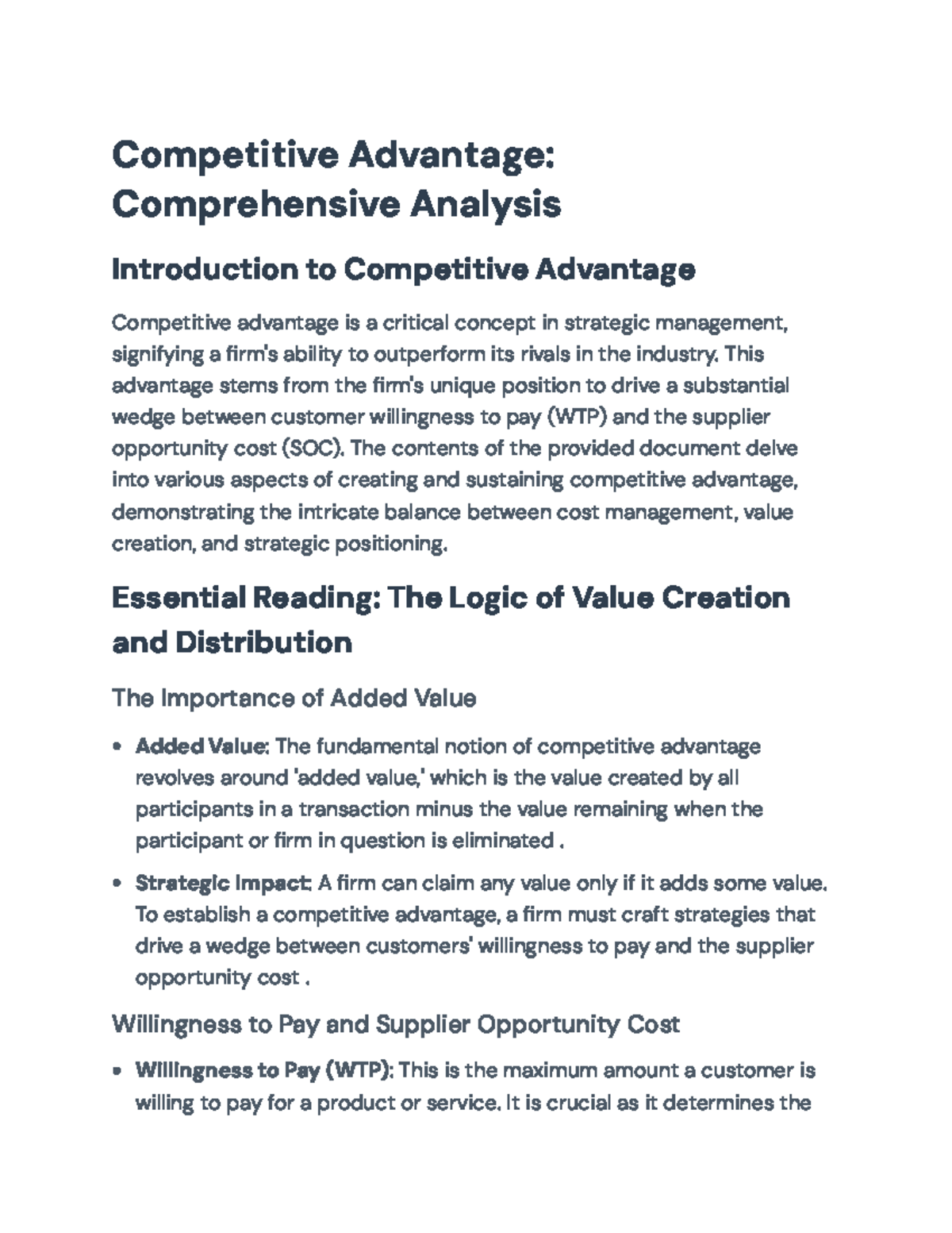 Strategic Management: Understanding Competitive Advantage in Business ...