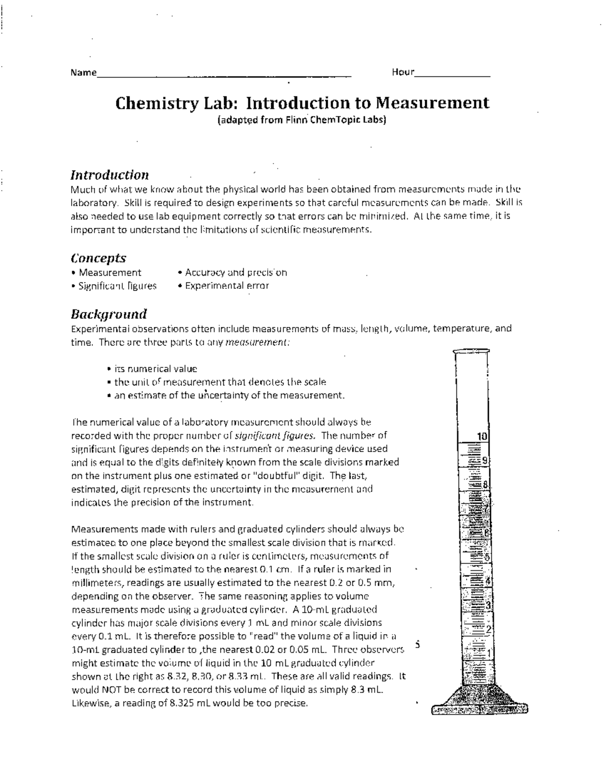 Chemistry Lab: Measurement Techniques and Accuracy (CHEM 101) - Studocu