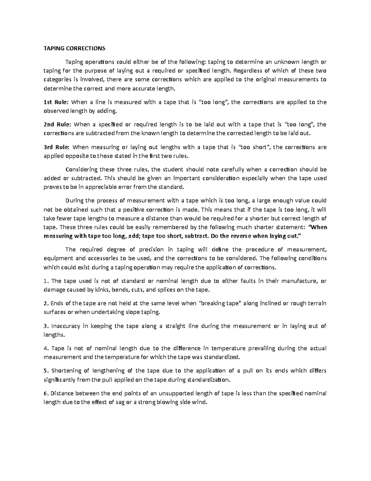 TAPE 101: Essential Corrections in Taping Measurements and Techniques ...