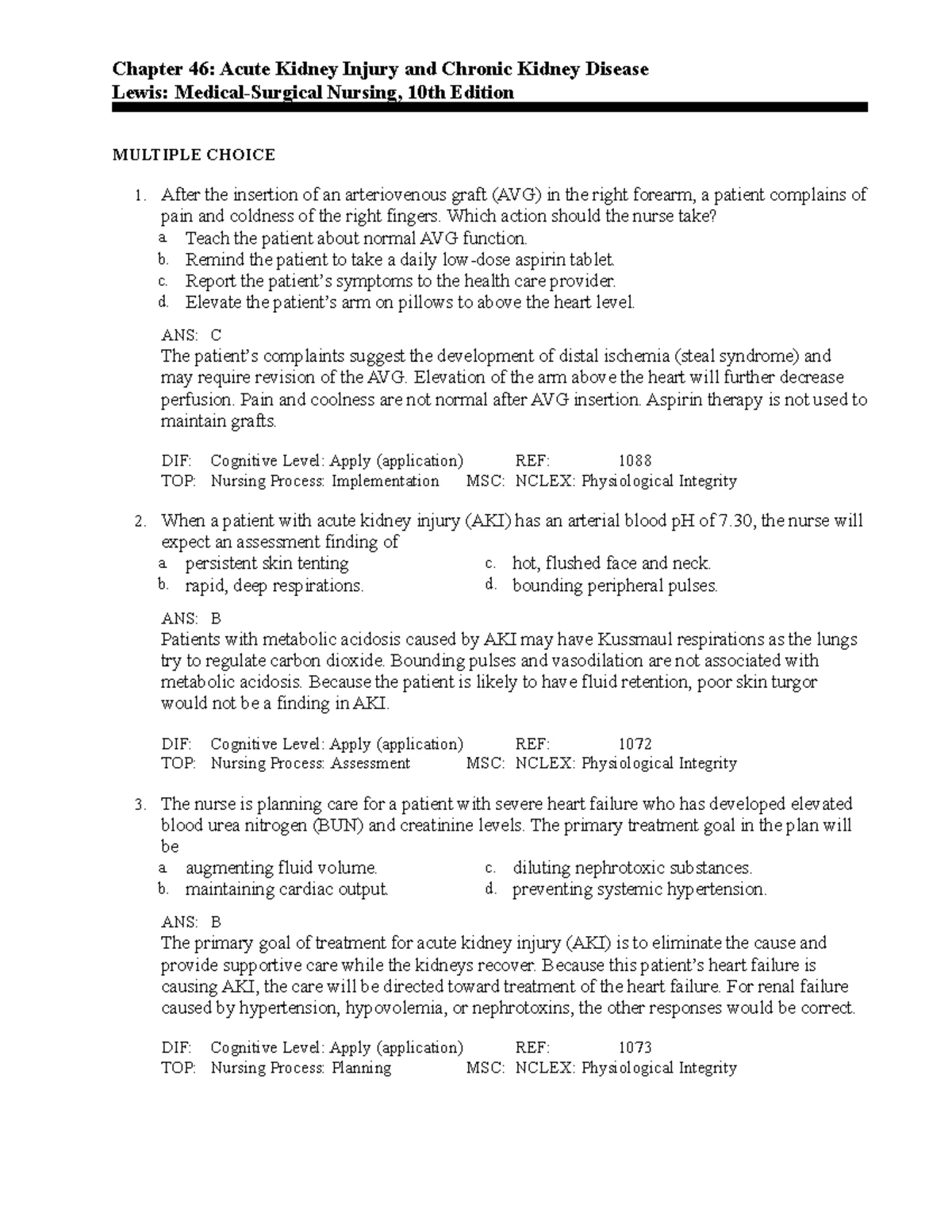 C56 - ch 57 test bank - Chapter 56: Acute Intracranial Problems Lewis ...