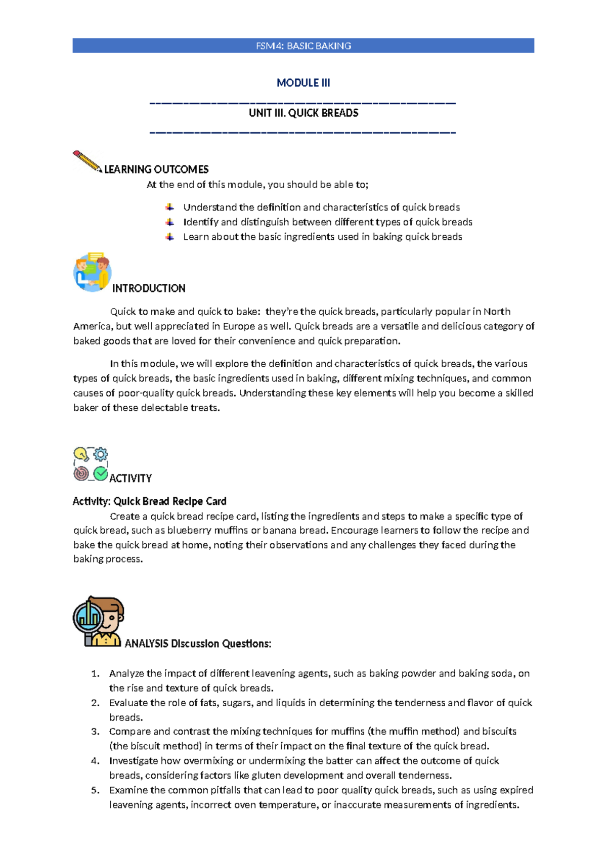 Basic Baking Module III: Quick Breads - Characteristics & Techniques ...