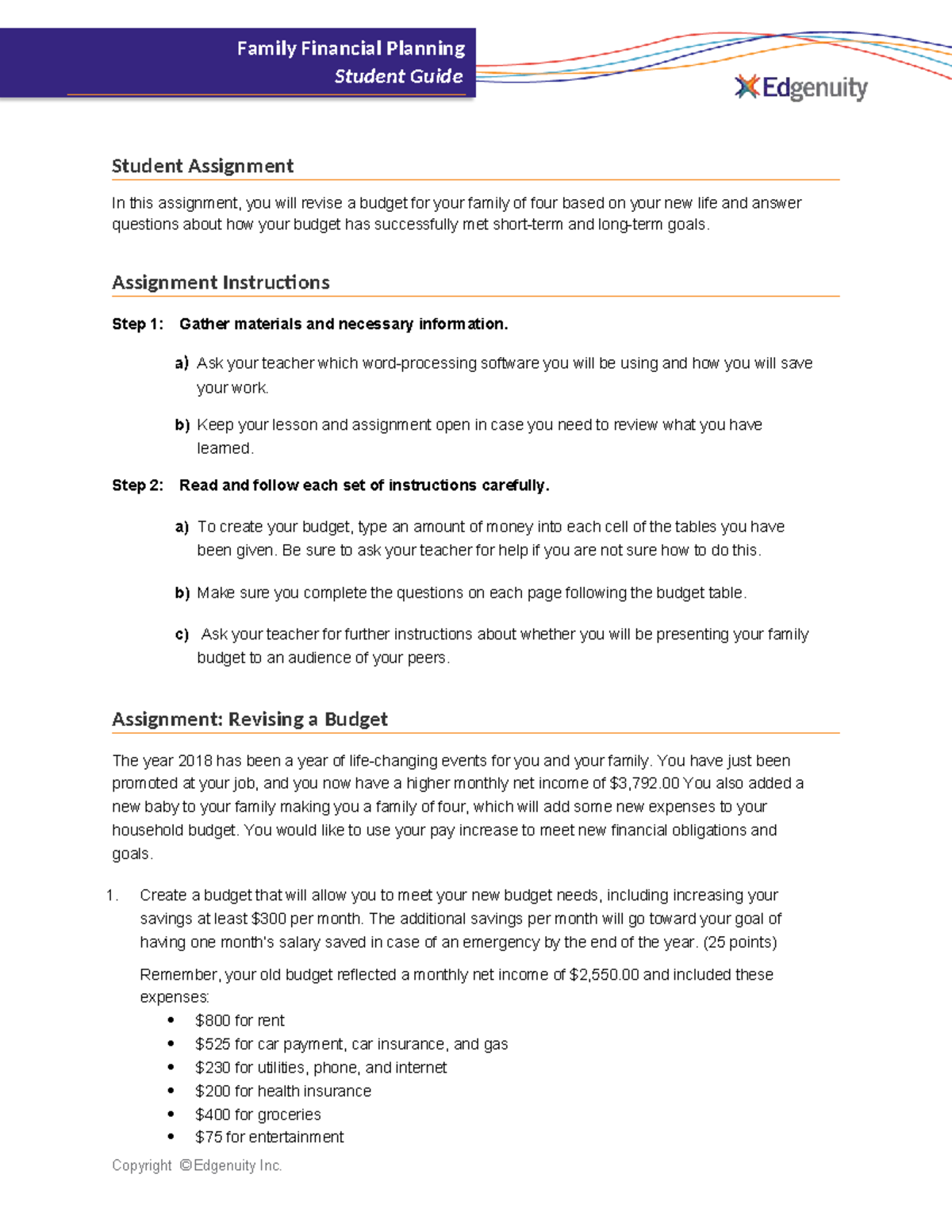 Revising Family Budget: Financial Planning Guide (Course Code: FP101 ...